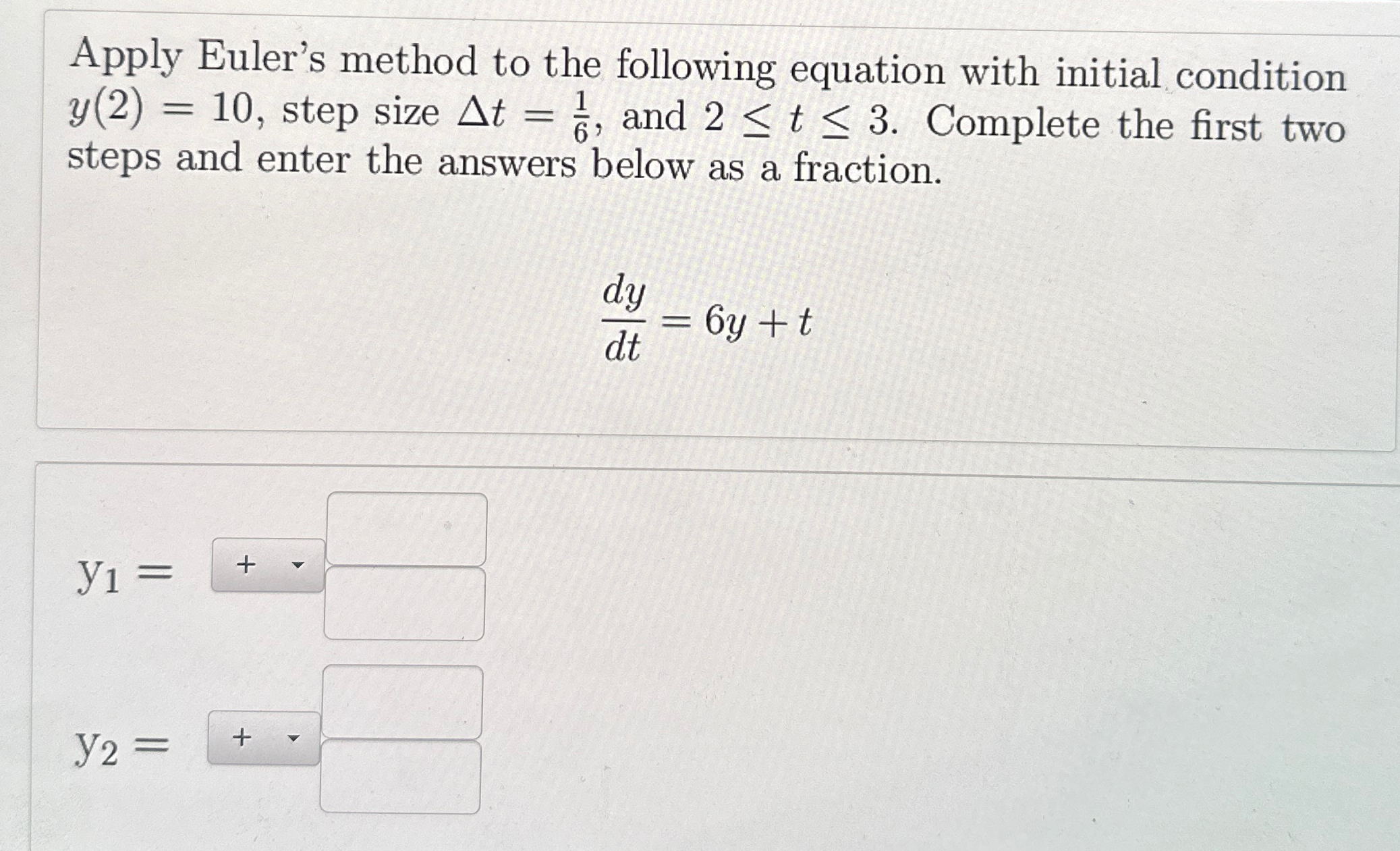 Solved Apply Euler's method to the following equation with | Chegg.com