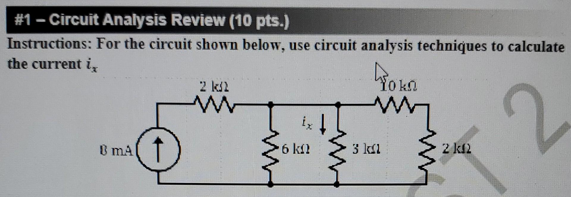 Solved Instructions: For the circuit shown below, use | Chegg.com