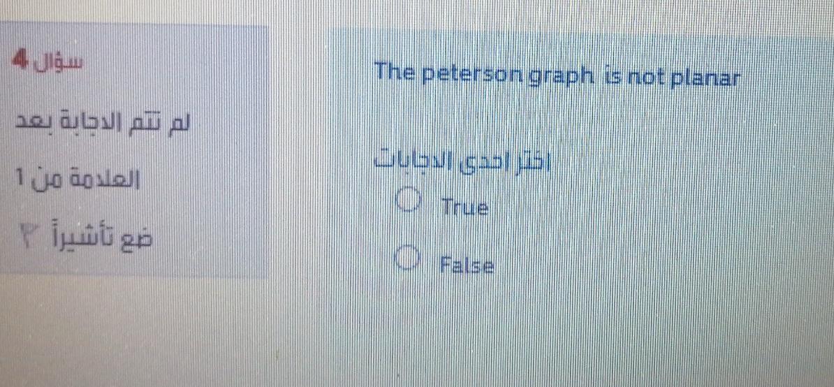 Solved السؤال 4 The peterson graph is not planar لم تتم | Chegg.com