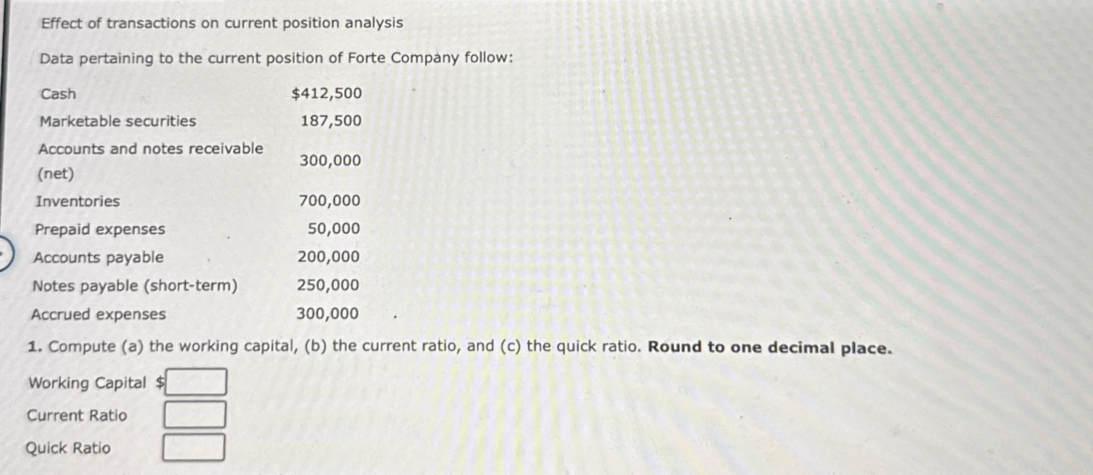 Solved Effect of transactions on current position | Chegg.com