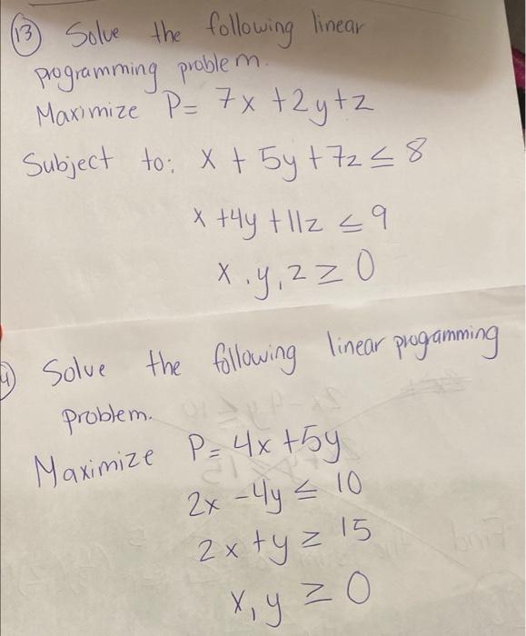 Solved (3) Solve the following linear programming problem, | Chegg.com