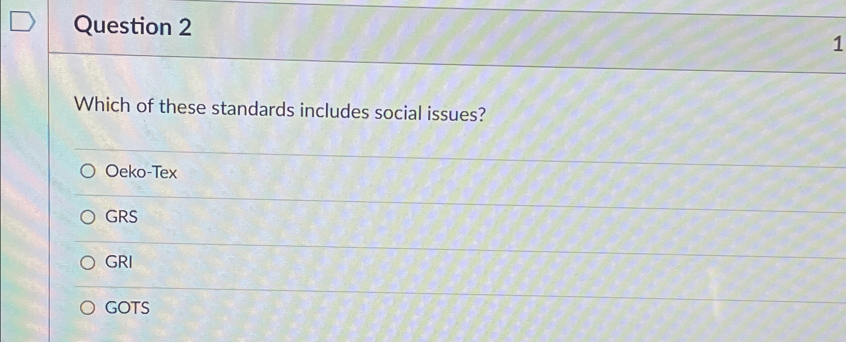 Solved Question 2Which of these standards includes social | Chegg.com