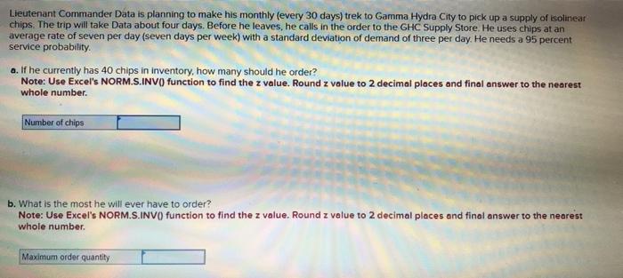 Solved Lieutenant Commander Data is planning to make his | Chegg.com
