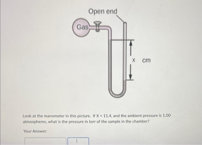 Solved Look at the manometer in this picture. If X=11.4, and | Chegg.com