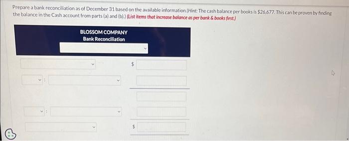 Solved On December 1, 2022 Blossom Company had the following | Chegg.com