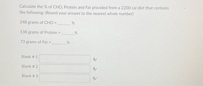 Solved Calculate the % of CHO, Protein and Fat provided from | Chegg.com