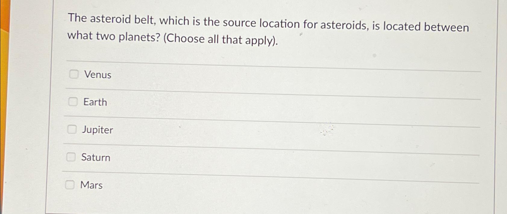 Solved The asteroid belt, which is the source location for | Chegg.com