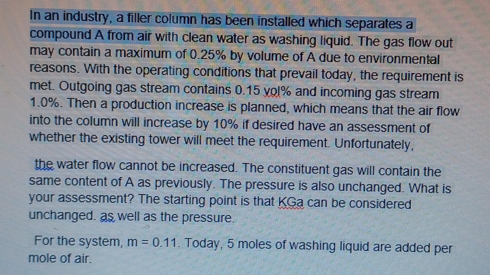 Solved Information Absorption Operating line Relationship | Chegg.com