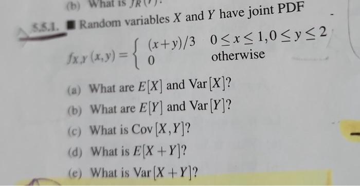 Solved 5.1. Random variables X and Y have joint PDF | Chegg.com