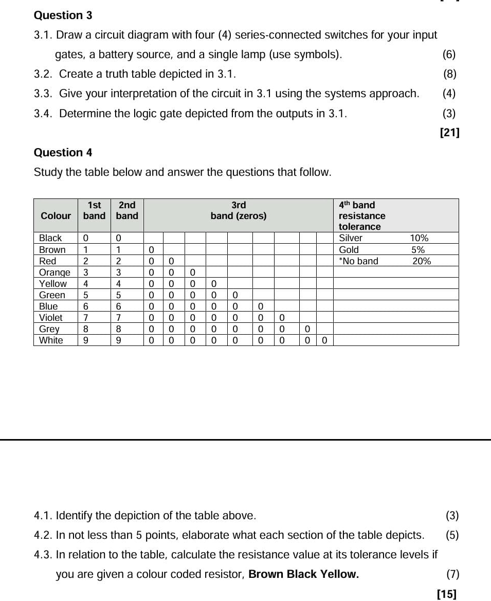 Solved Question 33.1. ﻿Draw a circuit diagram with four (4) | Chegg.com