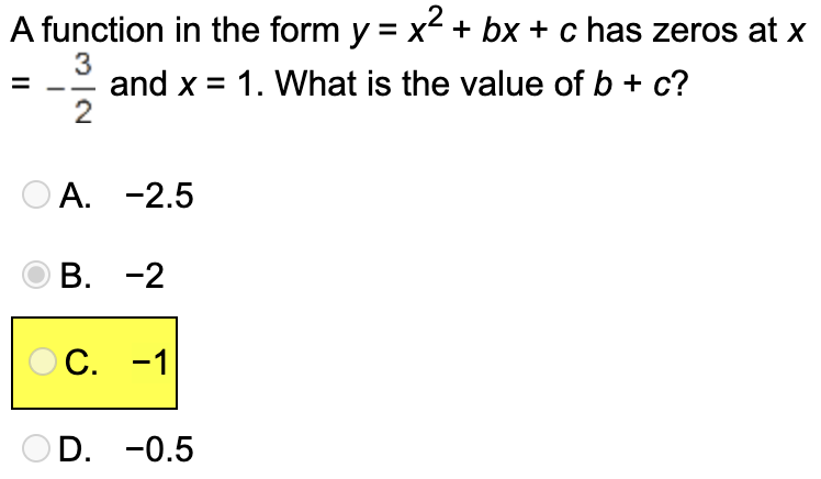 Solved A function in the form y=x2+bx+c ﻿has zeros at x=-32 | Chegg.com