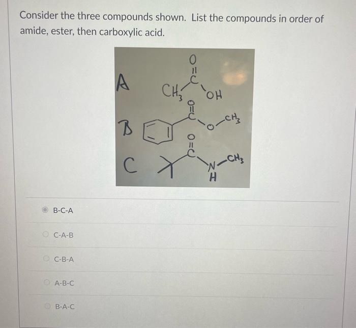 Solved Consider the three compounds shown. List the | Chegg.com