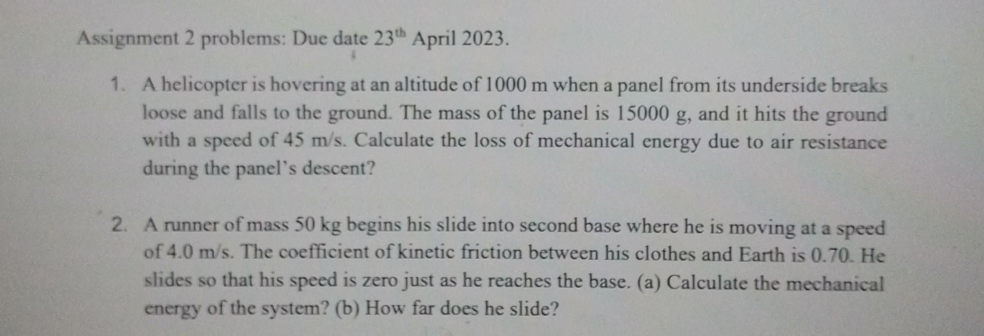 Solved Assignment 2 problems: Due date 23th April 2023. 1. | Chegg.com
