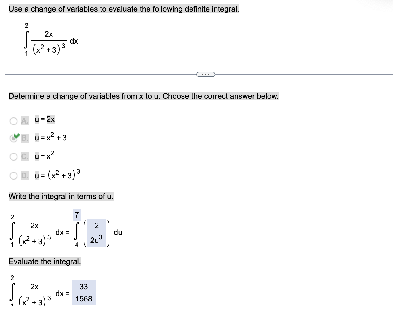Solved Use a change of variables to evaluate the following | Chegg.com