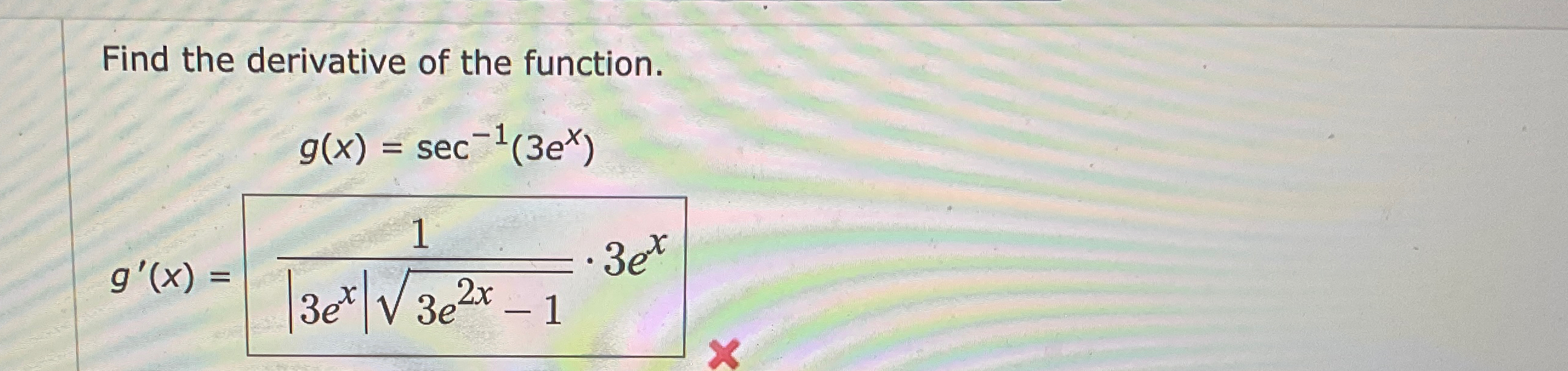 Solved Find the derivative of the | Chegg.com