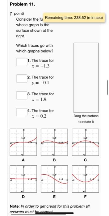 Solved Problem 11. (1 point) Consider the fu Remaining time: | Chegg.com
