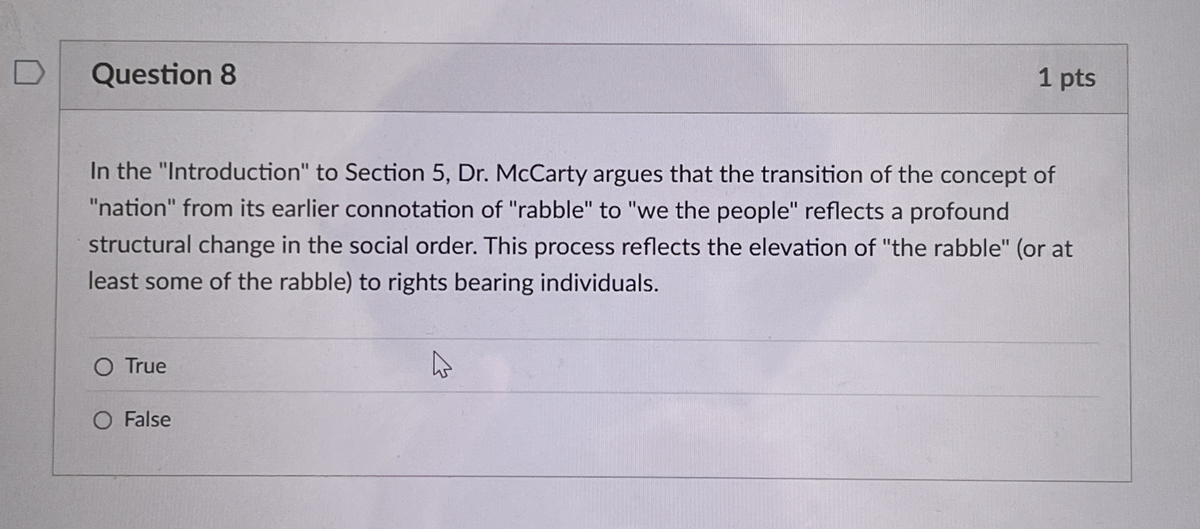 Solved Question 81 ﻿ptsIn the "Introduction" to Section 5, | Chegg.com