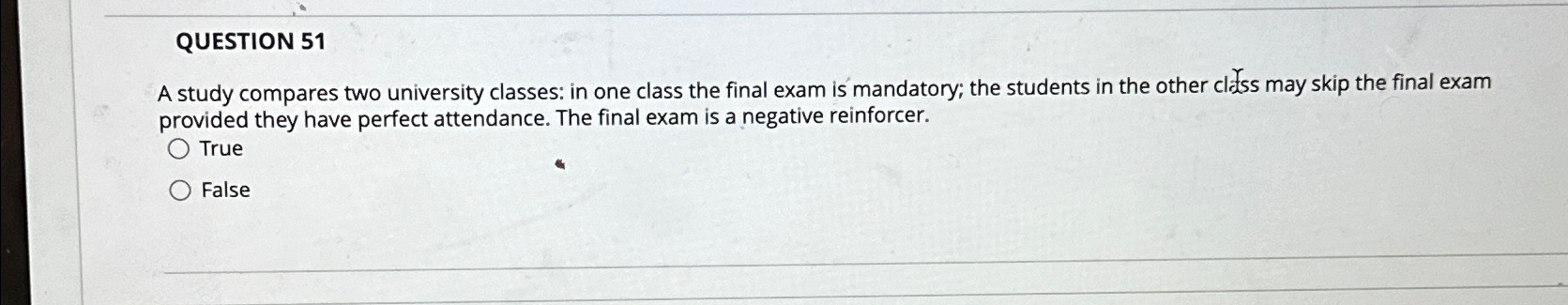 Solved QUESTION 51A study compares two university classes: | Chegg.com