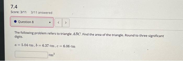 Solved The following problem refers to triangle ABC. Find | Chegg.com