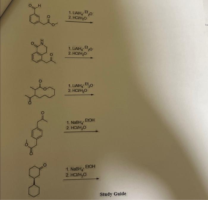 Solved 1. LAHH4,Et2O 2. HCl2O 1. LiAH4,Et2O 2. HCUH2O 1. | Chegg.com