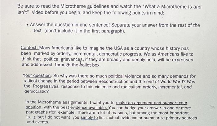 Solved Be sure to read the Microtheme guidelines and watch | Chegg.com