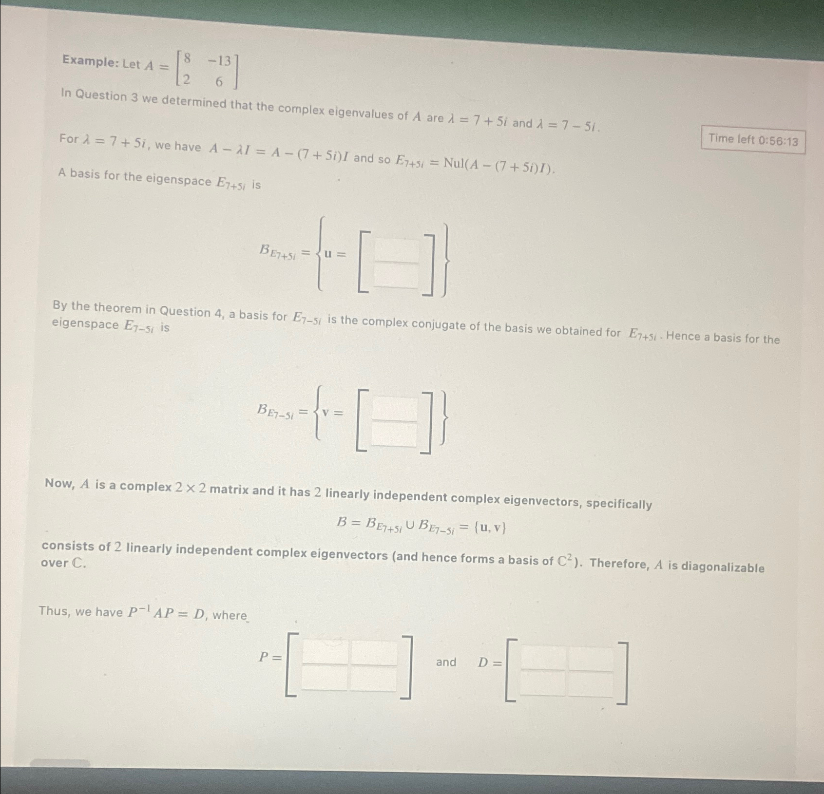 Solved Example: Let A=[8-1326]In Question 3 ﻿we determined | Chegg.com