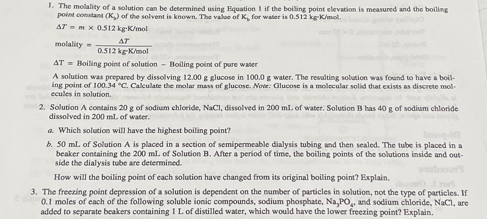 Solved The molality of a solution can be determined using | Chegg.com