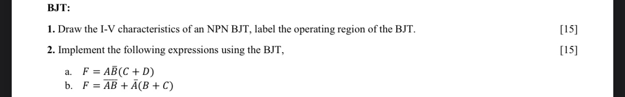 Solved BJT:Draw the I-V characteristics of an NPN BJT, | Chegg.com