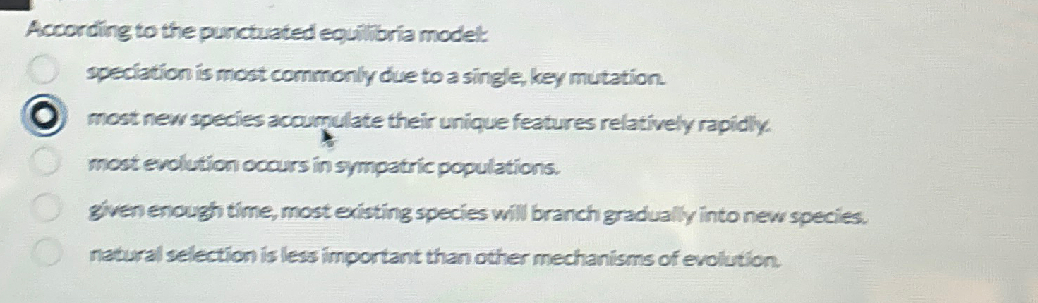 Solved According to the punctuated equilibria | Chegg.com