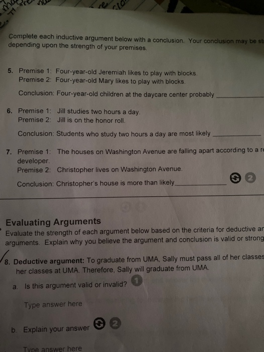 Solved mo Complete each inductive argument below with a | Chegg.com