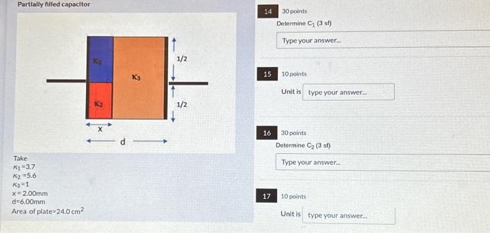Partially filled capacitor Take | Chegg.com