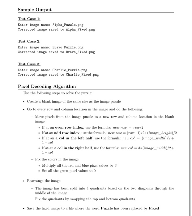COP2271 MATLAB HW10 Image Puzzles Key programming | Chegg.com