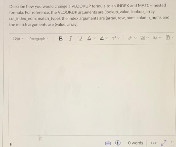 Solved Describe how you would change a VLOOKUP formula to an | Chegg.com