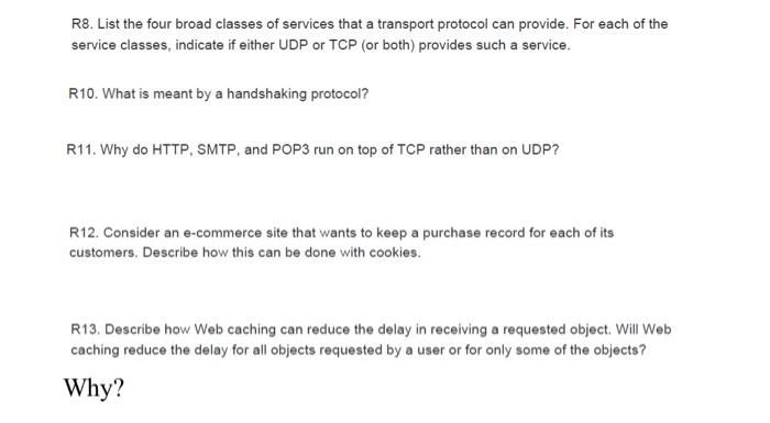 Solved R8. List the four broad classes of services that a | Chegg.com