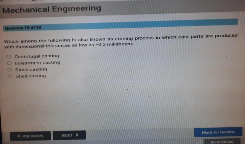 Solved Mechanical Engineering Question 16 of 30 Which among | Chegg.com