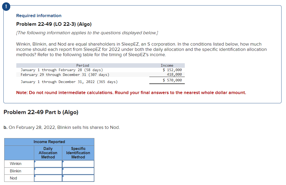 Solved Required informationProblem 22-49 (LO | Chegg.com