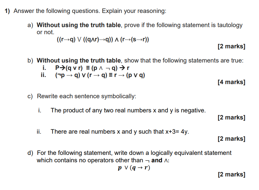Solved Answer the following questions. Explain your | Chegg.com
