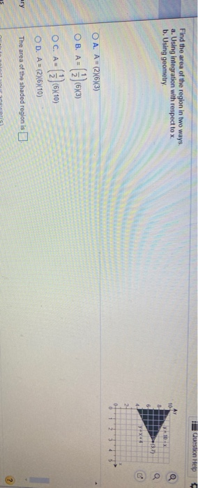 Solved Find the area of the region in two ways. a. Using | Chegg.com