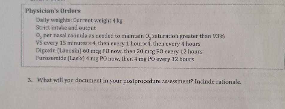Solved Physician's OrdersDaily weights: Current weight | Chegg.com