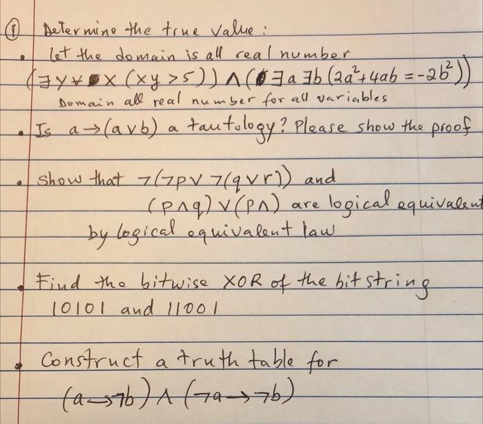 Solved (i) Determine the true value: - Let the domain is all | Chegg.com