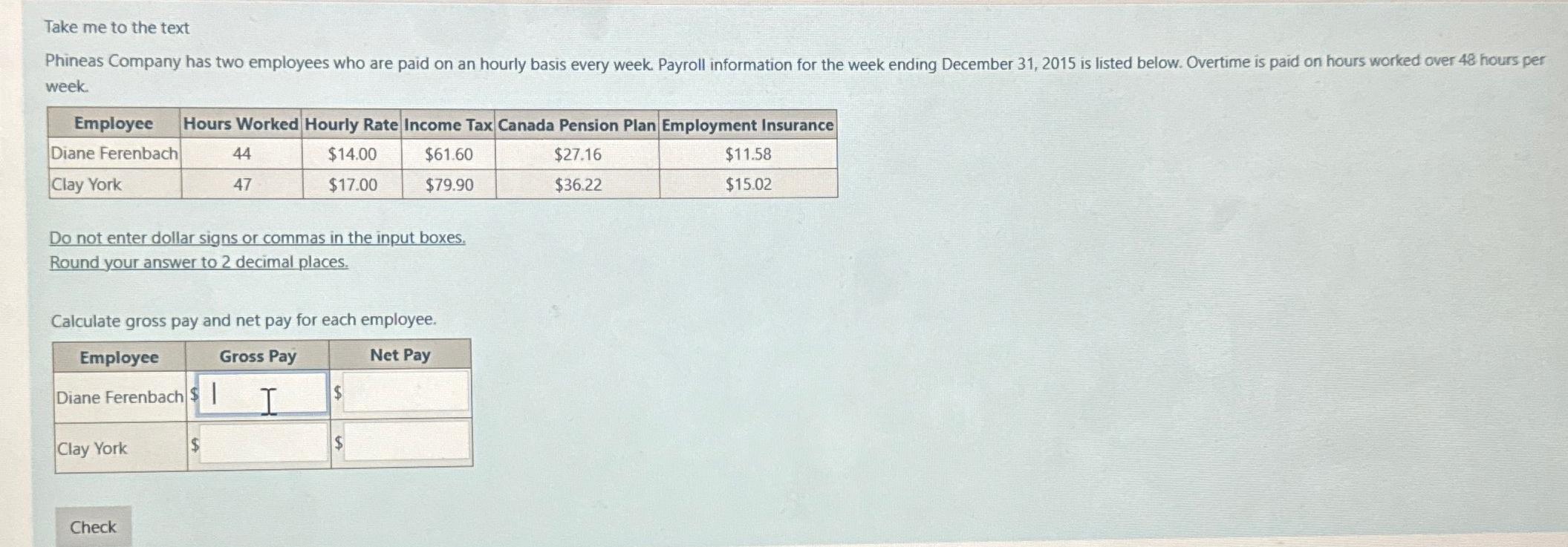 Take me to the text week.\table[[Employee,Hours | Chegg.com