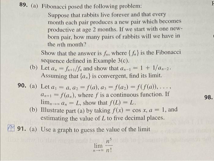 Solved 89. (a) Fibonacci posed the following problem: | Chegg.com