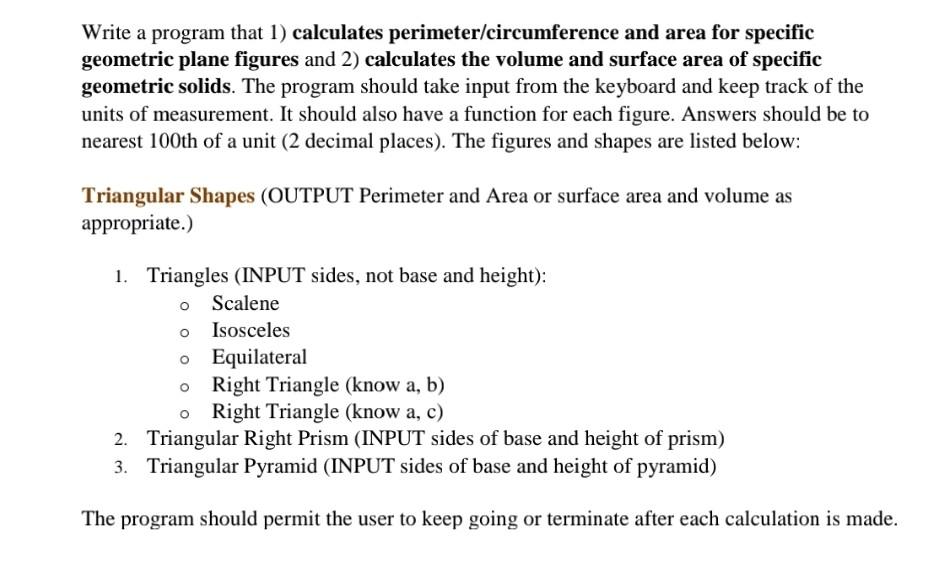 Solved Write a program that 1) calculates | Chegg.com