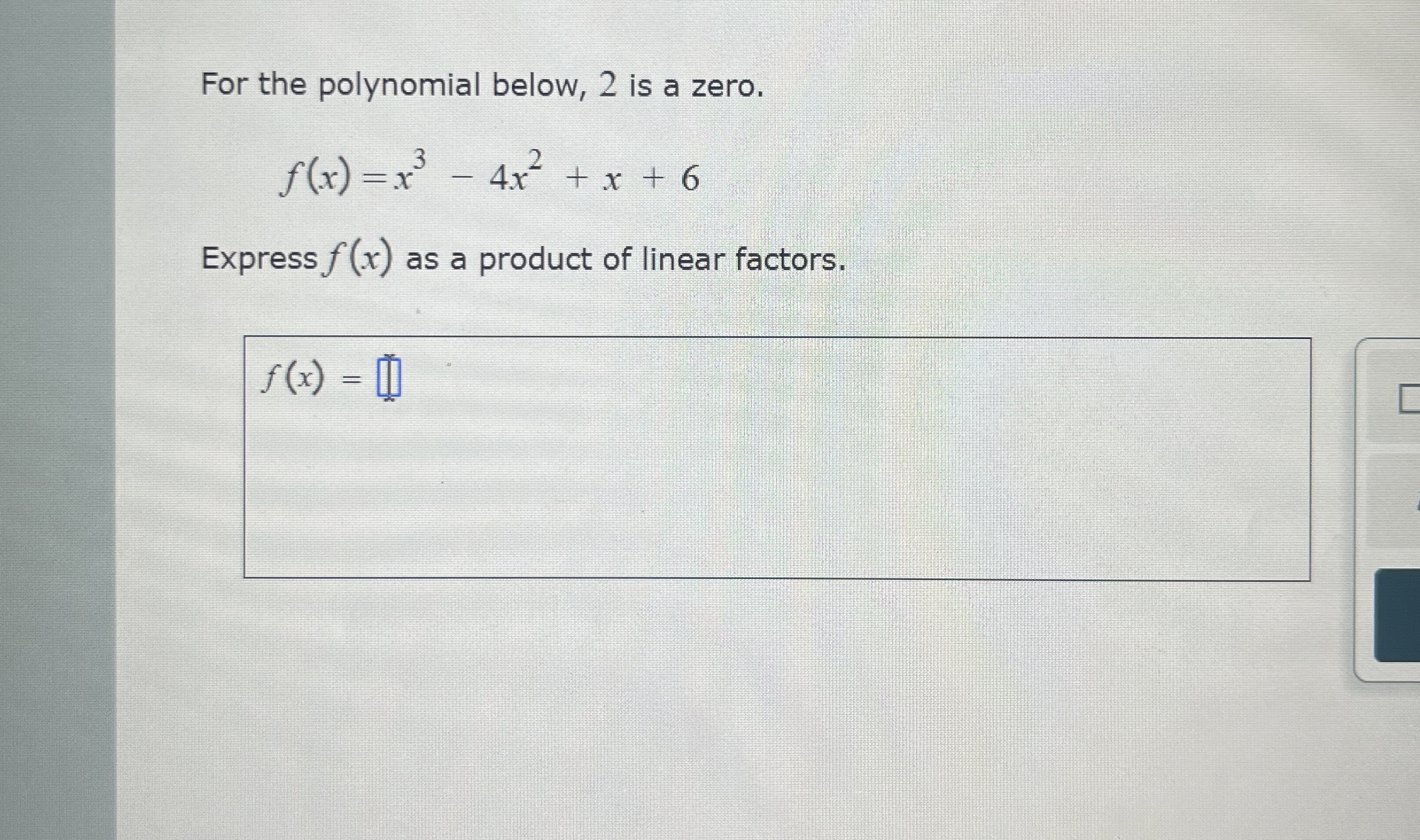 Solved For the polynomial below, 2 ﻿is a | Chegg.com
