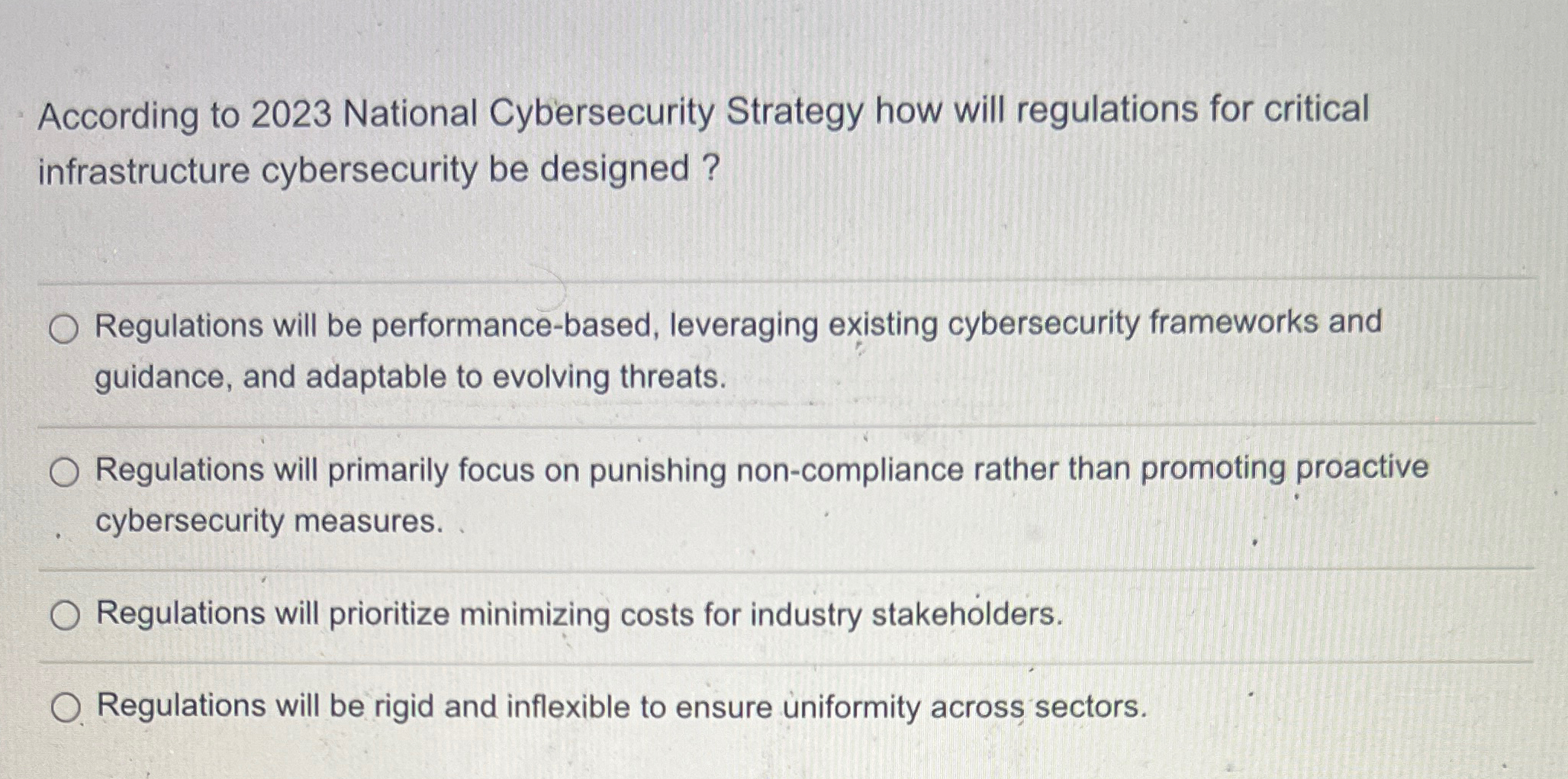 Solved According to 2023 ﻿National Cybersecurity Strategy | Chegg.com
