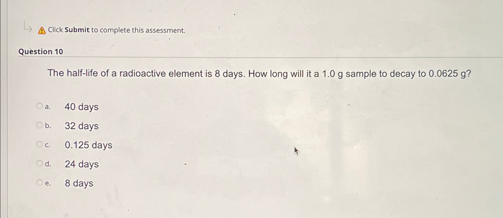 Solved Click Submit to complete this assessment.Question | Chegg.com