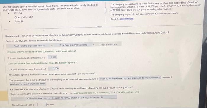 Solved Requirement 1. Which iease optien is mone atractive | Chegg.com