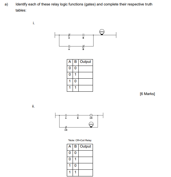 Solved a) ﻿Identify each of these relay logic functions | Chegg.com