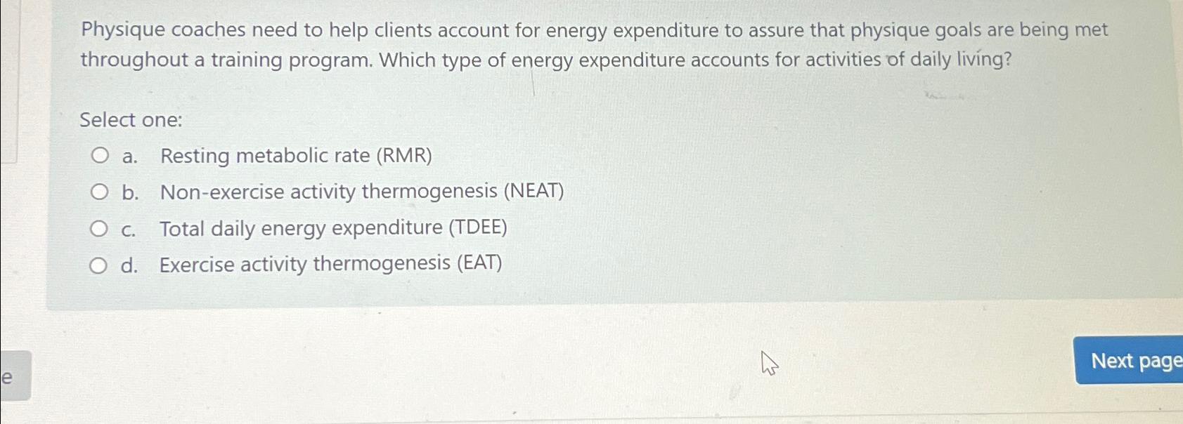 Solved Physique coaches need to help clients account for | Chegg.com