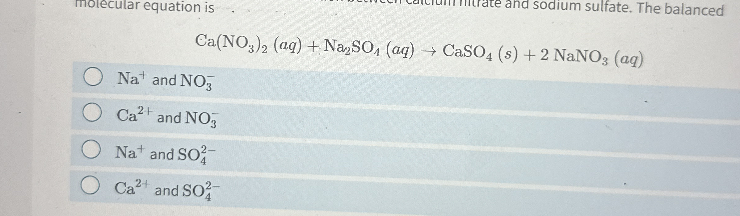 Solved molecular equation is | Chegg.com
